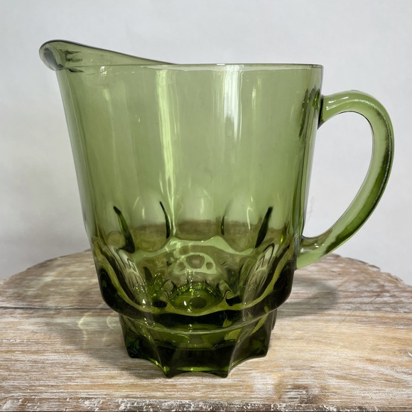 Dining | Vintage Mcm Green Glass Pitcher | Poshmark